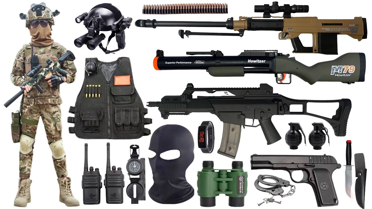 Special police weapon toy gun unboxing, G36 assault rifle, AMR sniper ...