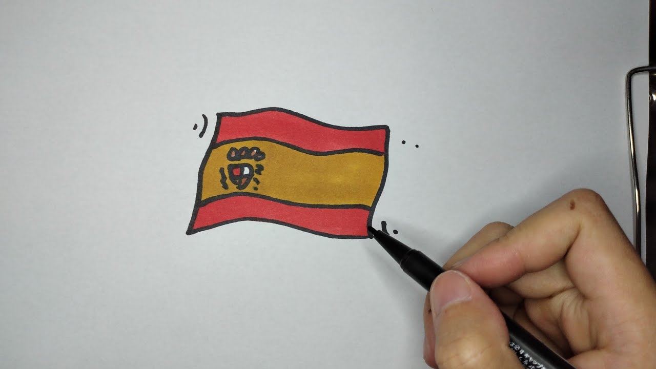 Cómo dibujar la bandera española/How to draw Spanish flag - YouTube
