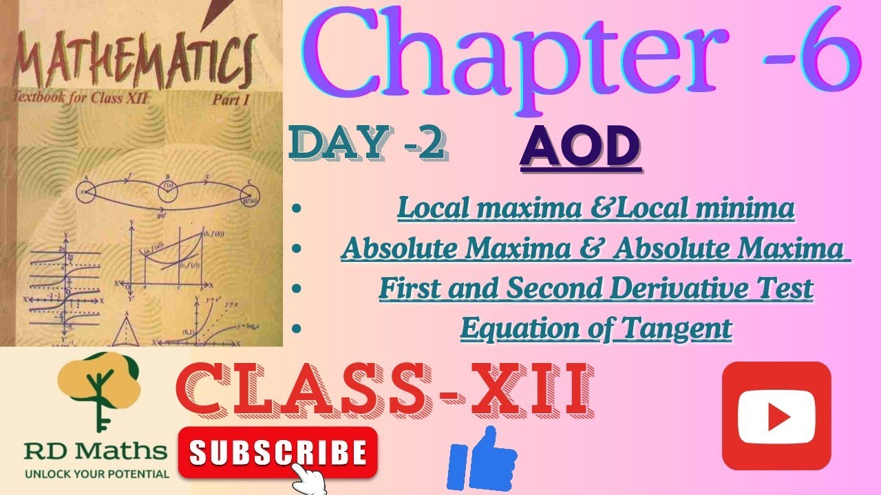 APPLICATION OF DERIVATIVE AOD CLASS 12 CHAPTER 6 DAY 2 NCERT ...