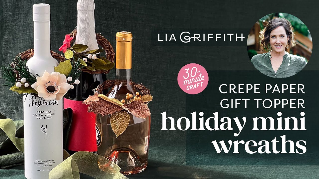 Simple Gift Idea! Crepe Paper Gift Topper Holiday Mini Wreaths 🎄 - YouTube