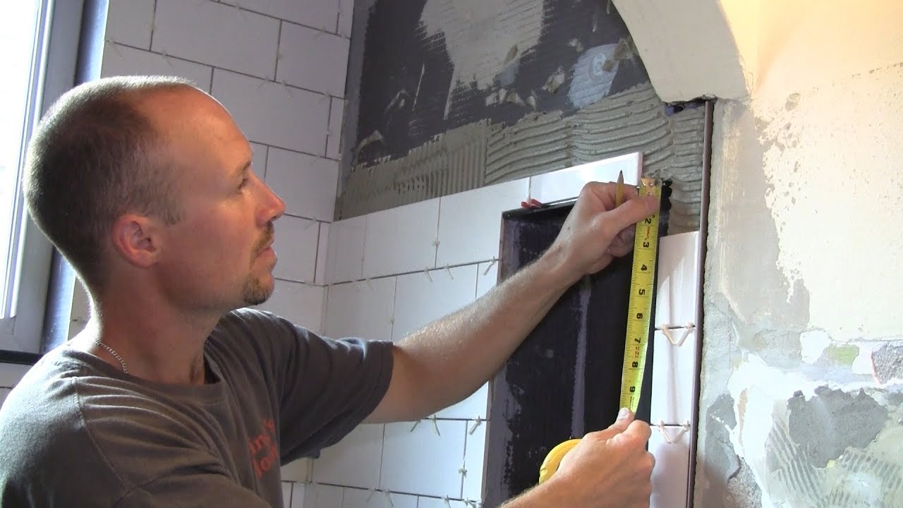 How to Tile a Bathroom 36: Complex Tile Cuts - YouTube