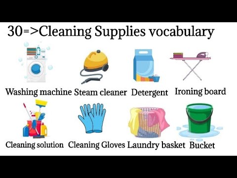 Cleaning supplies vocabulary || Cleaning supplies with pictures and ...