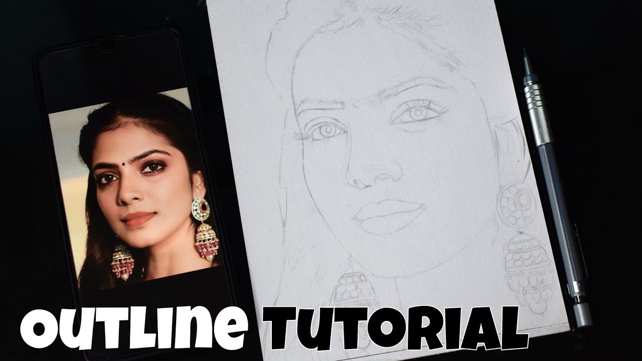How to Draw Malvika Mohanan | Outline Tutorial - Part -1 - YouTube