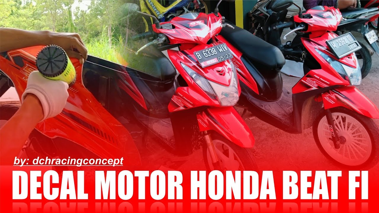 Pemasangan sticker decal motor honda beat fi 2015 - YouTube