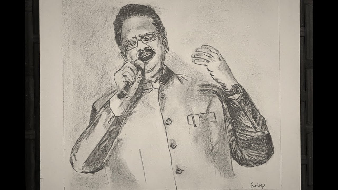 S P Balasubrahmanyam sketch Timelapse - YouTube