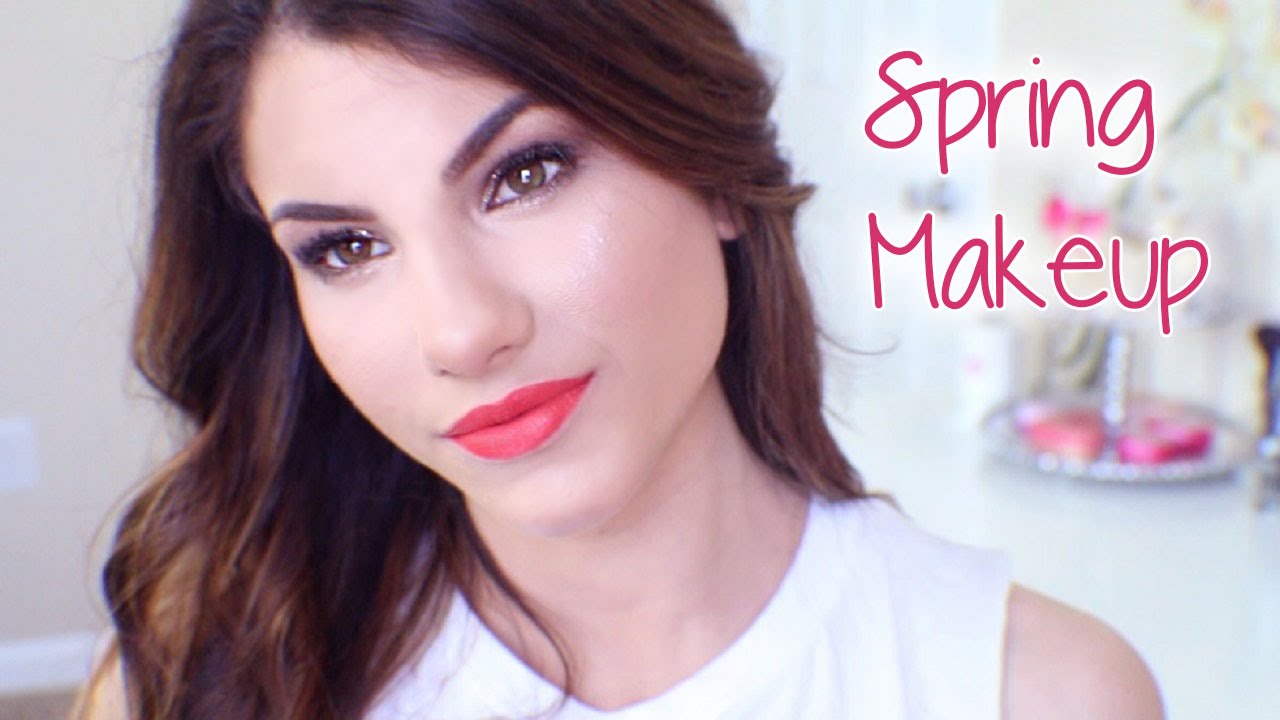 Spring Makeup Tutorial! Bright Lips + Neutral Smokey Eye - YouTube