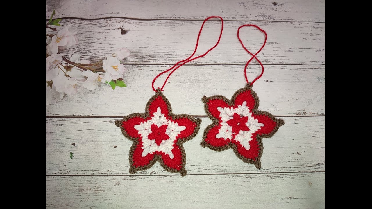 Ёлочная игрушка Звёздочка | Вяжем крючком | Christmas toy Asterisk knit crochet - YouTube