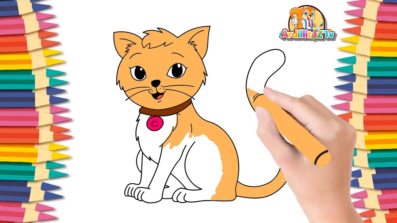 😺Dibujar y Colorear un Lindo Gato con Cascabel - Dibujo Para Niños🎨 ...