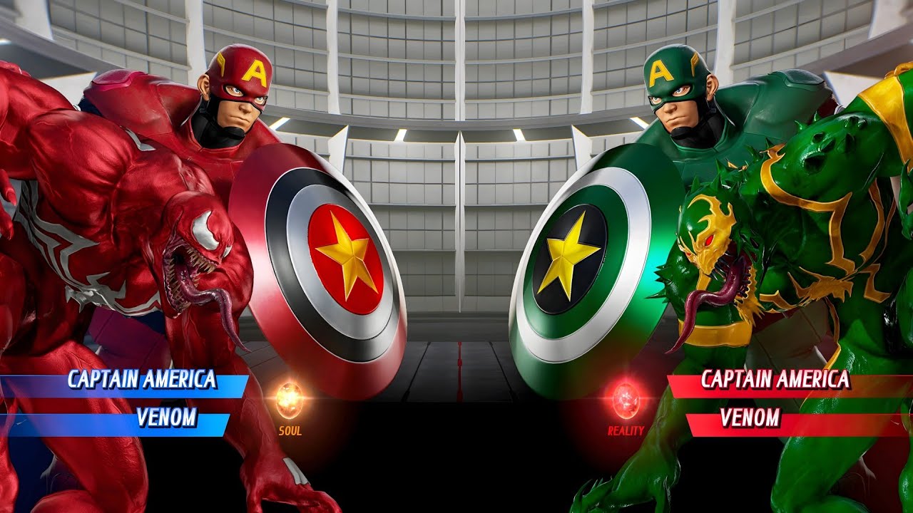 Venom & Captain America (Red) Vs Venom & Captain America (Green) Fight ...