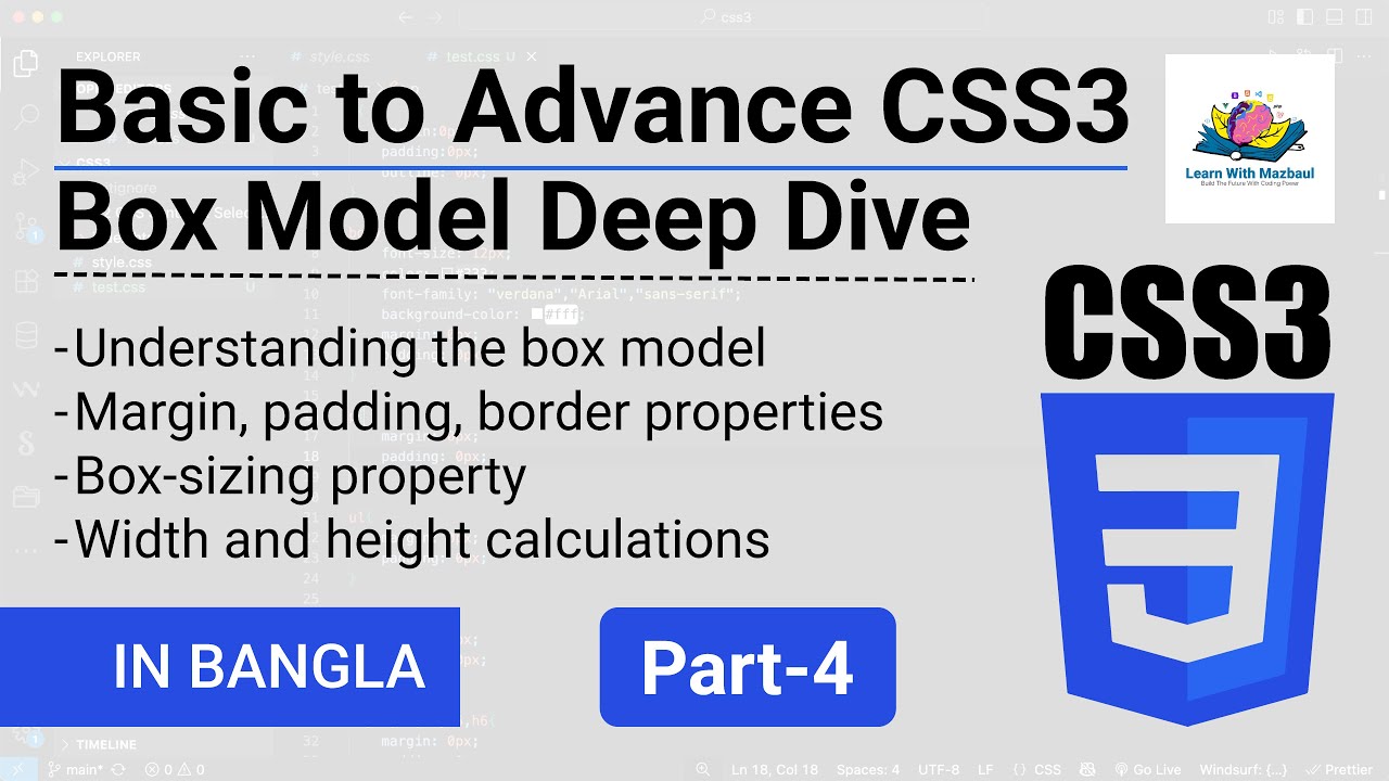 1.5 CSS Box Model Explained in Bangla | Margin, Padding, Border & Box ...