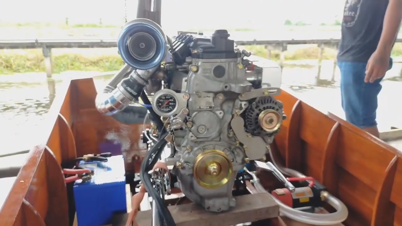 เรือซิ่งเครื่องHonda Jazz Modified Longtail boat L15A7 Engine Turbo F55 ...