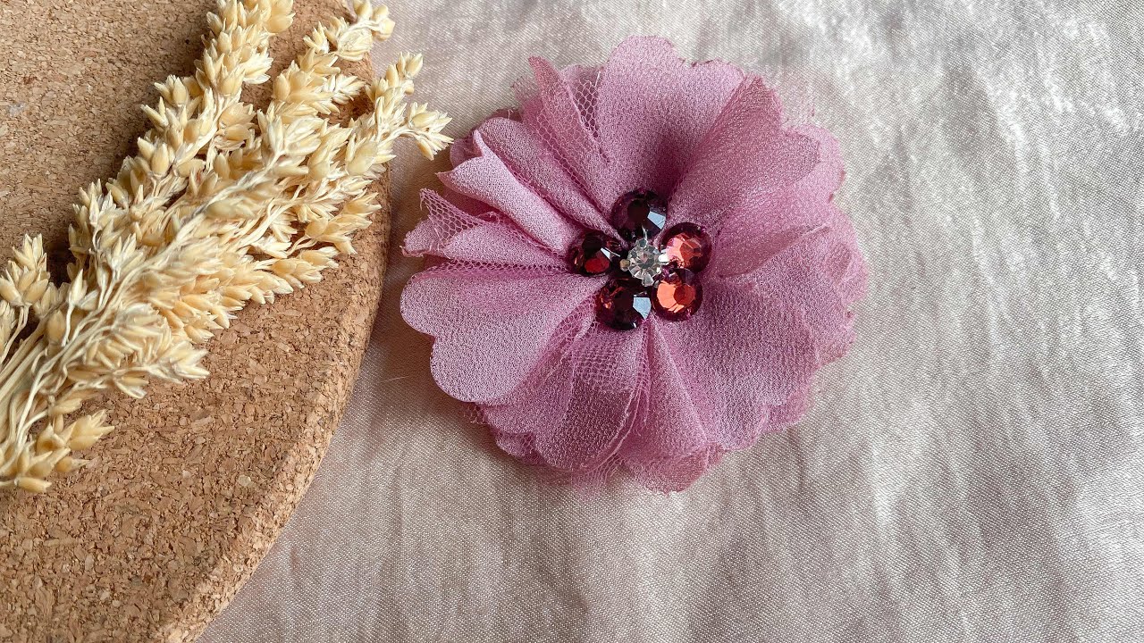 cloth flower with gems - cloth flower tutorial @ciciliacraft - YouTube