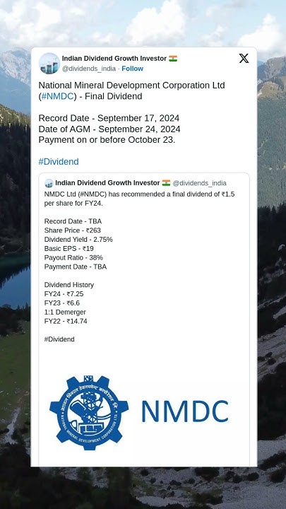 NMDC Ltd has fixed Record Date & Payment Date for Final Dividend for FY24. #StockMarket # ...