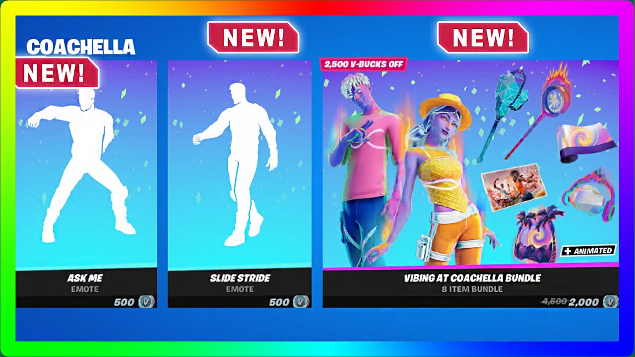 *NEW* Vibing At Coachella Bundle, ASK ME & SLIDE STRIDE EMOTES! ☔️ ...