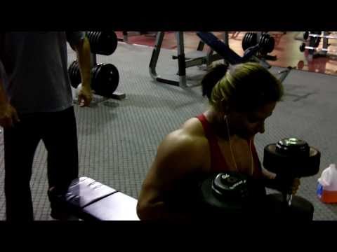 Theresa Ivancik chest press 70lb dumbells