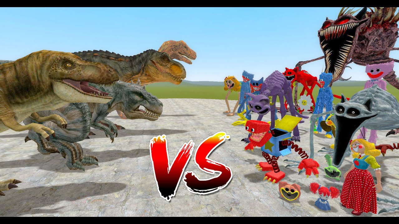 All Poppy Playtime Chapter 3 Vs 10 T Rex Dinosaur in Garry's Mod - YouTube