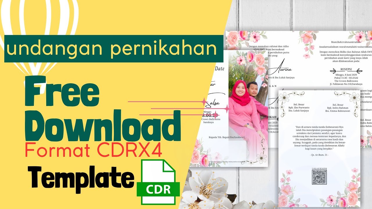 undangan pernikahan | free download | Template format #cdrx4 - YouTube