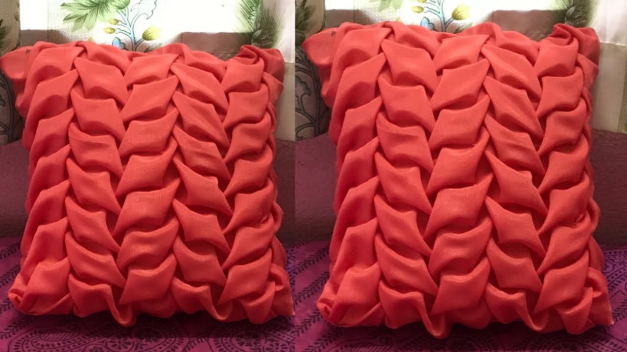 Handmade cushion design with zip, stitching leaves patterns | Alisha ...