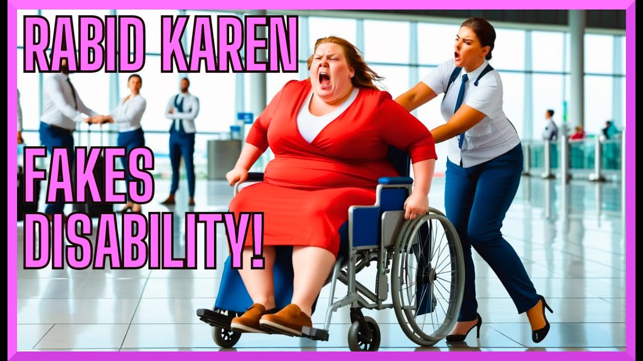 Karen Gets WILD When Airport Staff Intercept her Disability Scam - YouTube