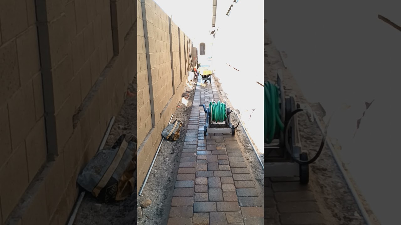 k pattern front and back yard done native paver color - YouTube