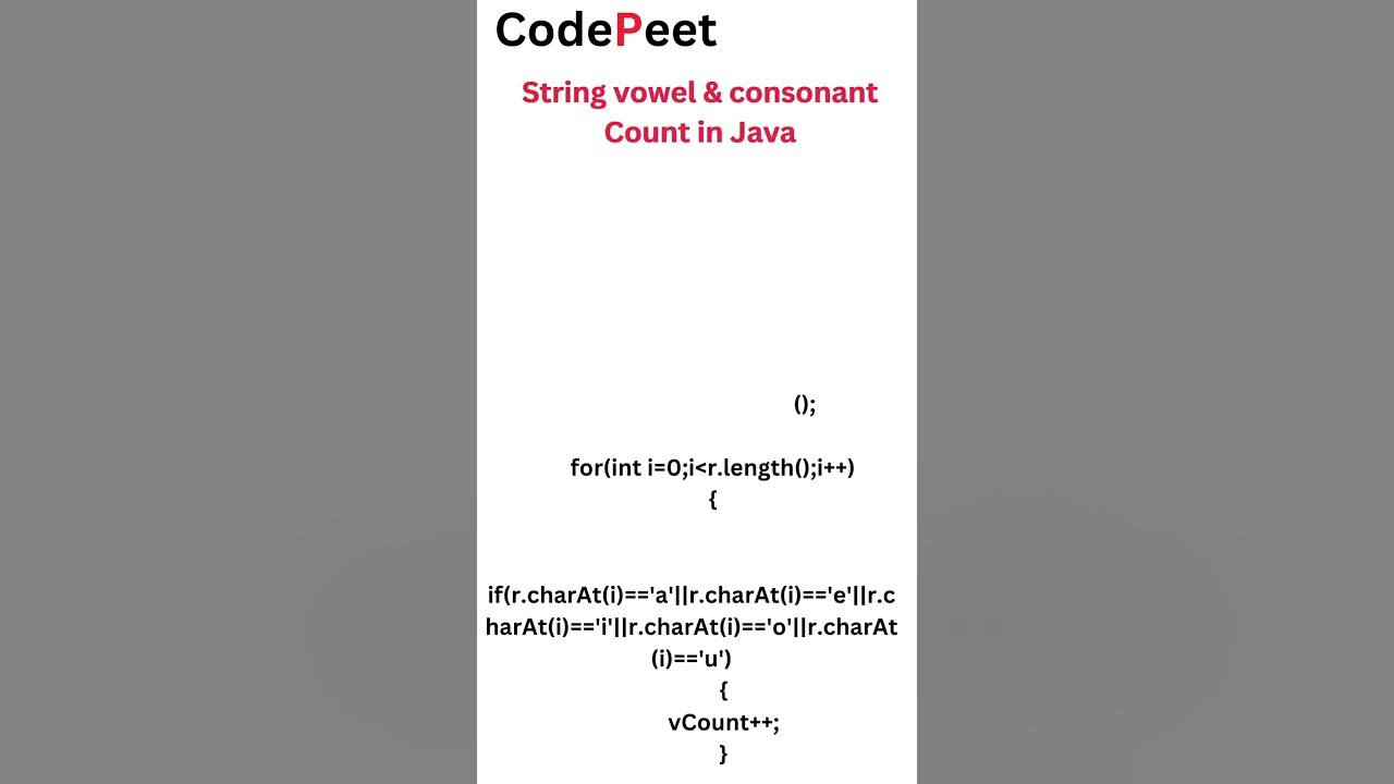 Wap To Count The Consonants And Vowel Of String In Java Youtube