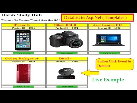 How to Add Button and Button Click Event in DataList Control Asp.Net C# | Hindi | Shopping ...
