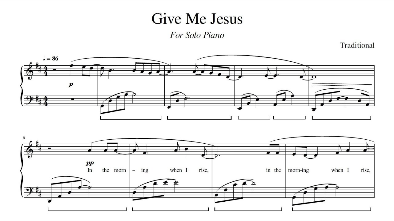 Give Me Jesus (Traditional) | Piano Sheet Music - YouTube
