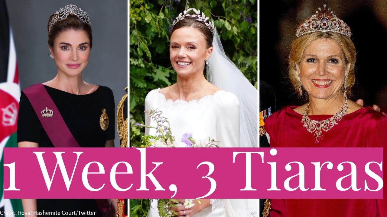 Olivia in the Fabrege Myrtle Tiara, Queen Rania in Arabic Script Tiara ...