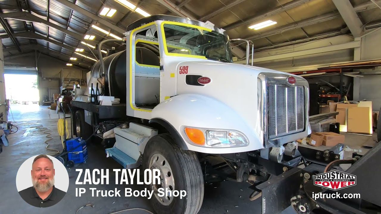 Rollover damage work in progress - Brand new Peterbilt service truck ...