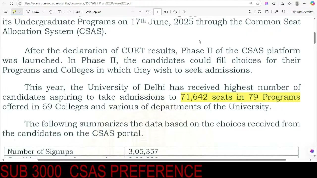 DU CSAS PHASE 3 RESULT OUT 🔥 2025? DELHI UNIVERSITY RESULT ROUND 1 ...