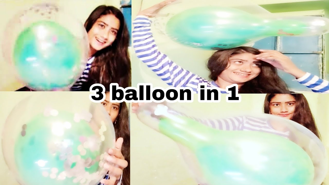 😱OMG 🎈experimenting three balloon in one balloon blowing // loud ...