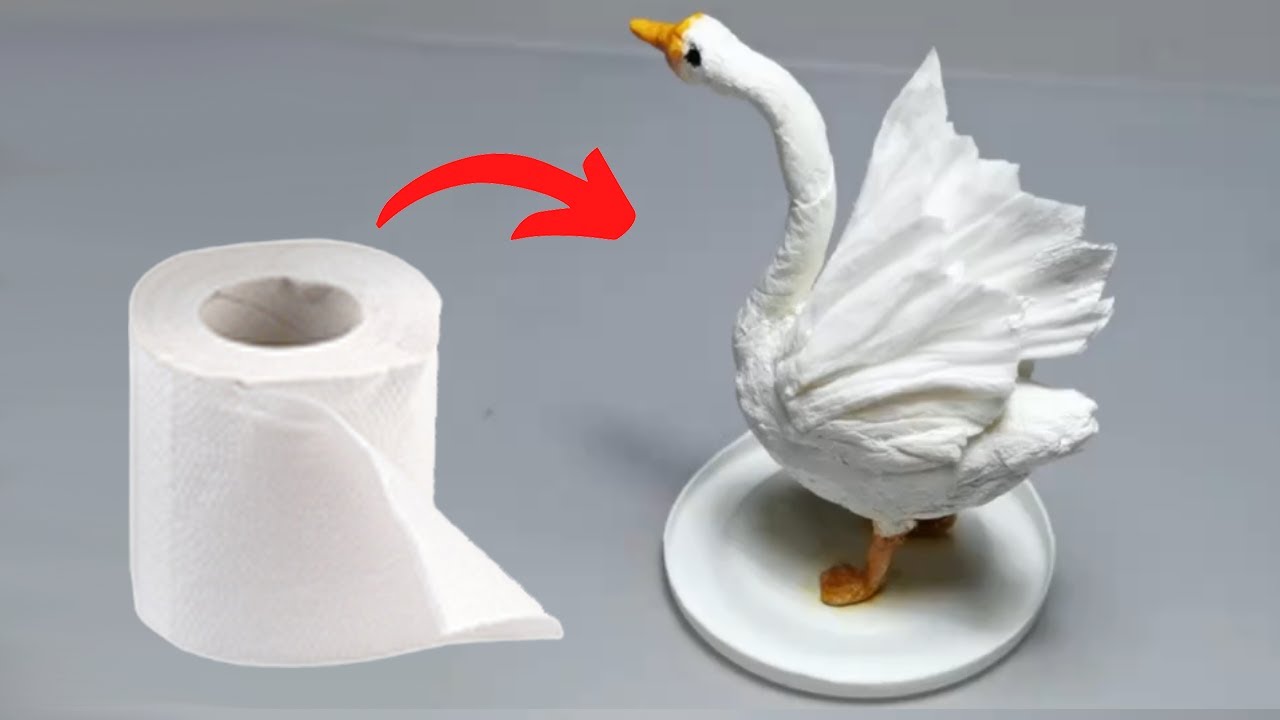 How to make a big white goose using toilet paper _ Paper art and ...