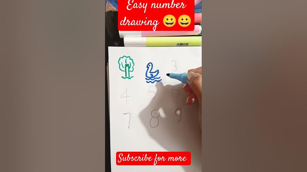 number drawing 1 to 9 .. number drawing 😘#numberdrawing #1to9 #drawing ...