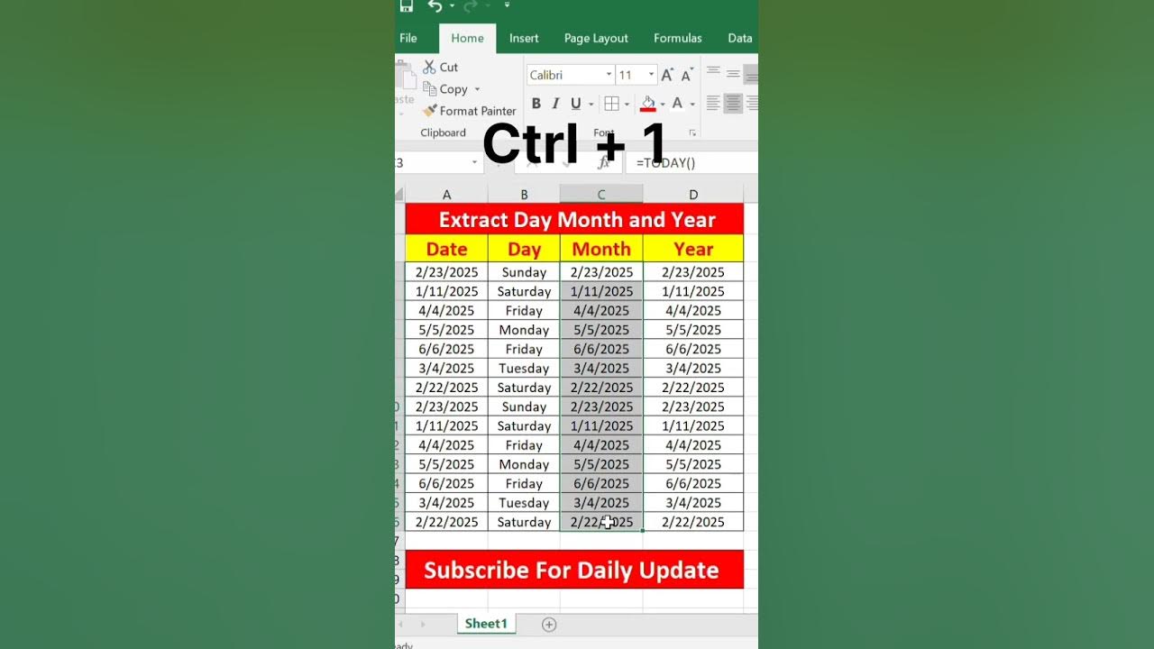 How to Extract Day Month and Year from Date in Excel | MS Excel Tutorial - YouTube