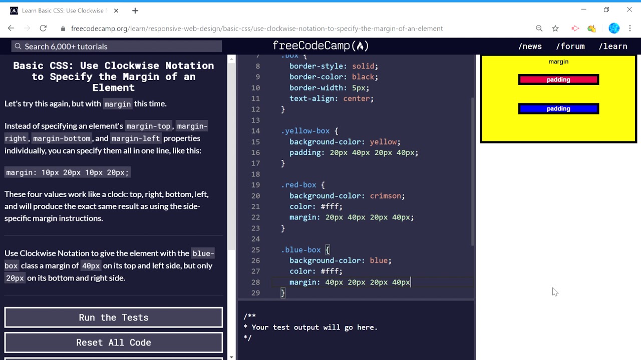 Basic Css 2244 Use Clockwise Notation To Specify The Margin Of An 2371
