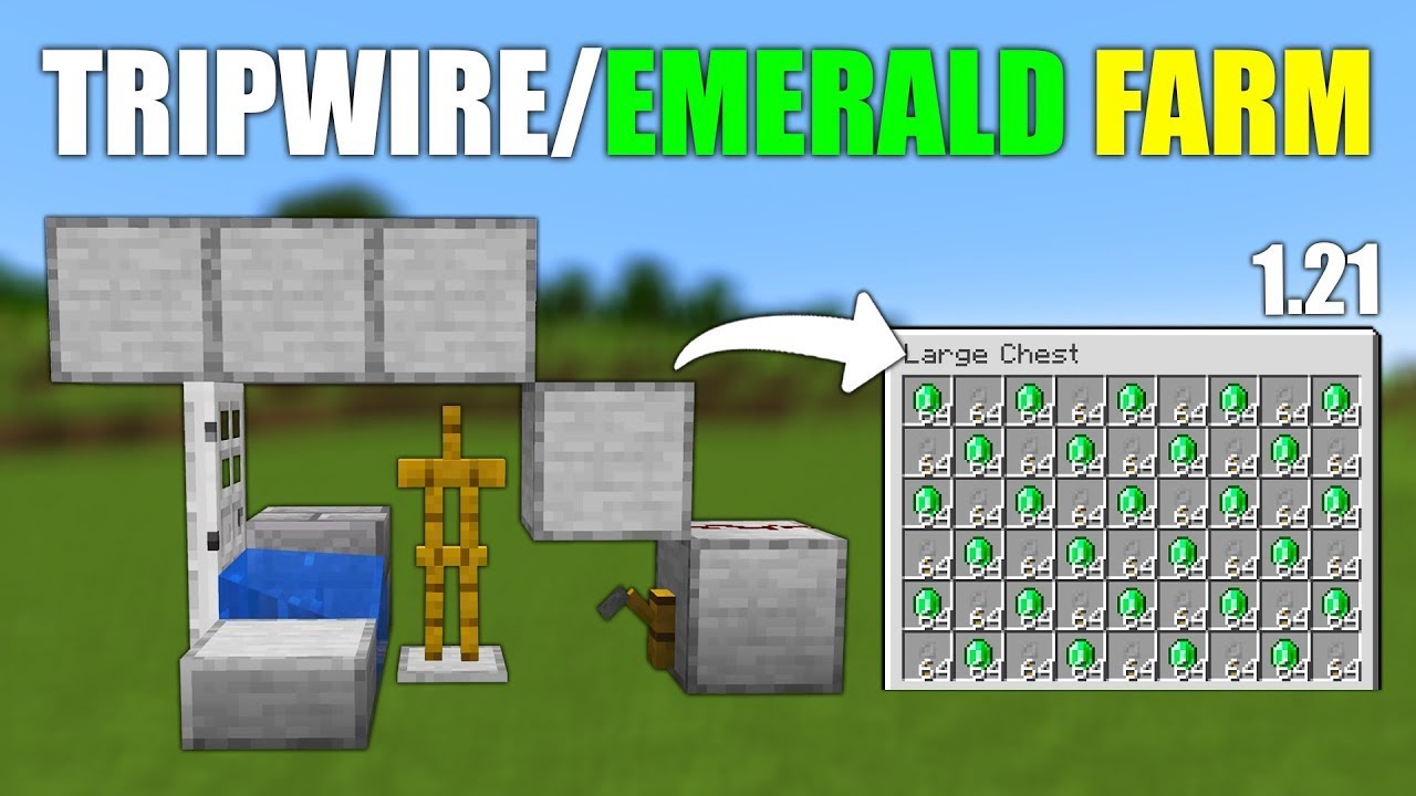 MINECRAFT EASY TRIPWIRE HOOK+EMERALD FARM - YouTube