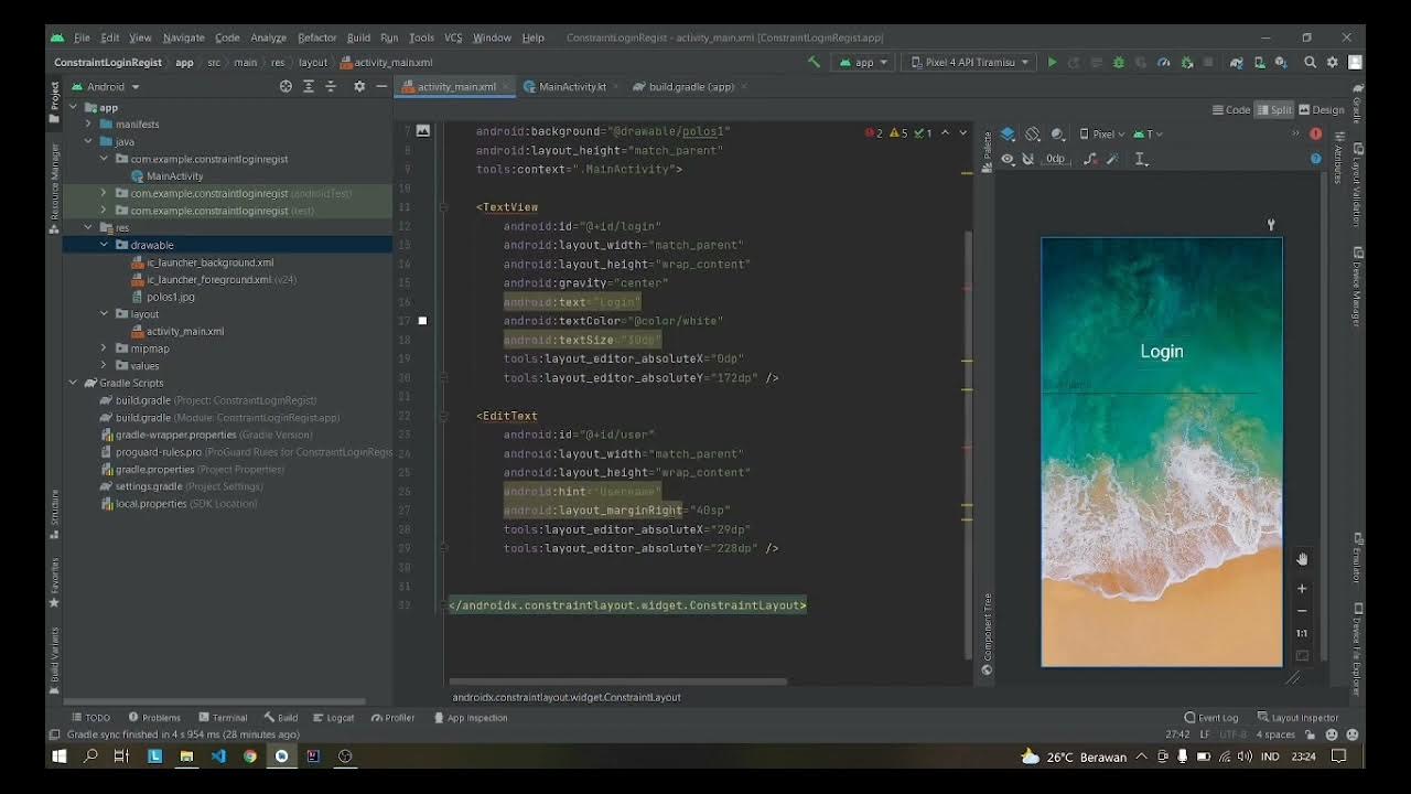 Membuat Login Regist Menggunakan Kotlin Android Studio (Constraint ...