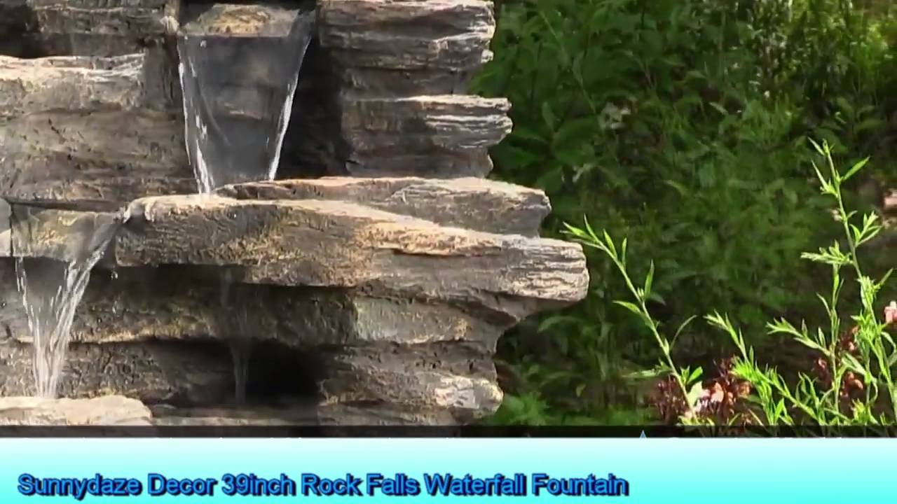 Sunnydaze Decor 39inch Rock Falls Waterfall Fountain - YouTube