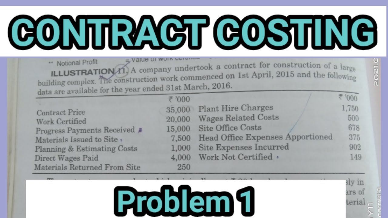 #2 Contract costing - problem 1 | practical problem of contract costing | by quickly Learned ...