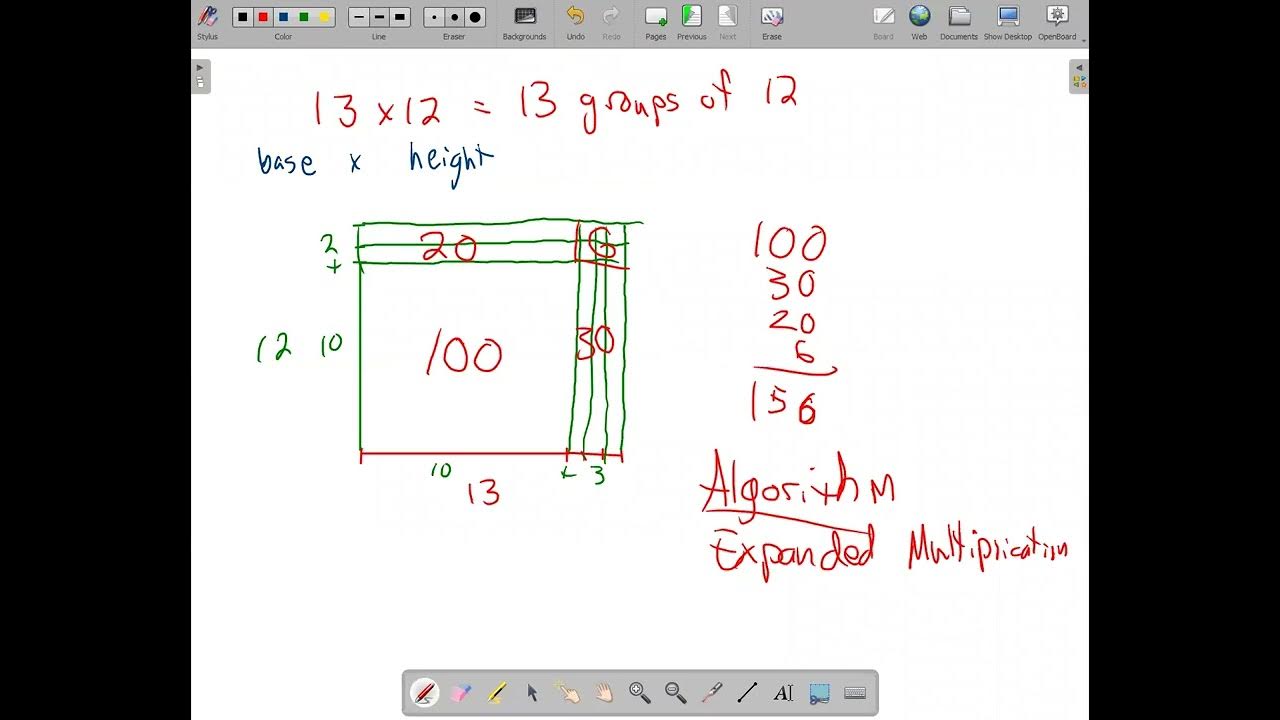 mth211 multiplication with base ten blocks and the area model - YouTube