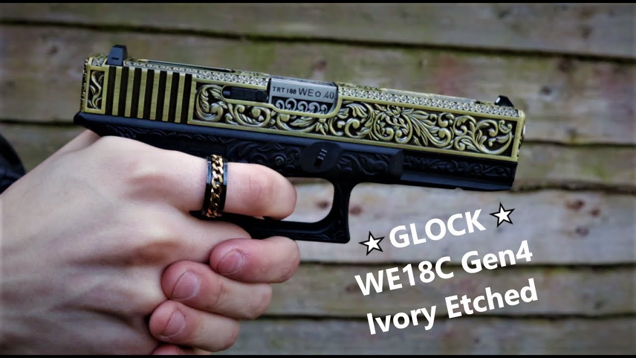 Glock WE18C Gen4 Ivory Etched! Gold, Engraved and Full auto! - YouTube