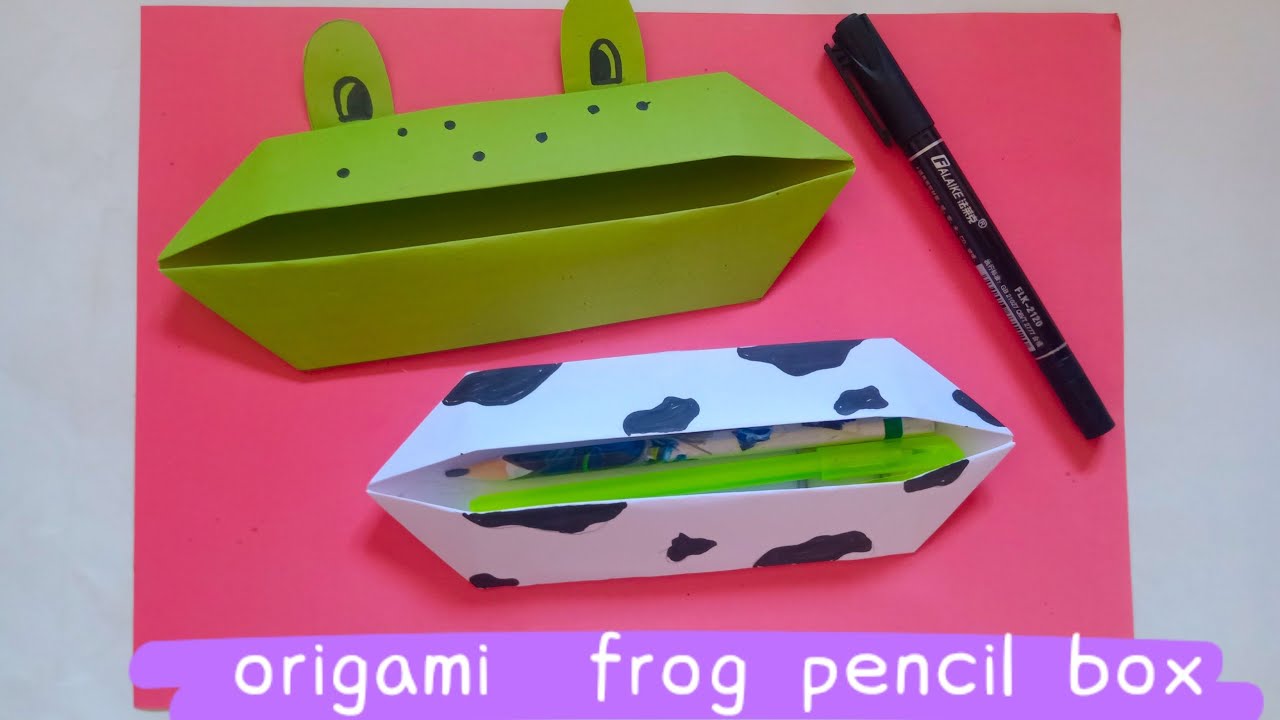how to make origami frog pencil case / paper pencil box 🐸 ️ - YouTube