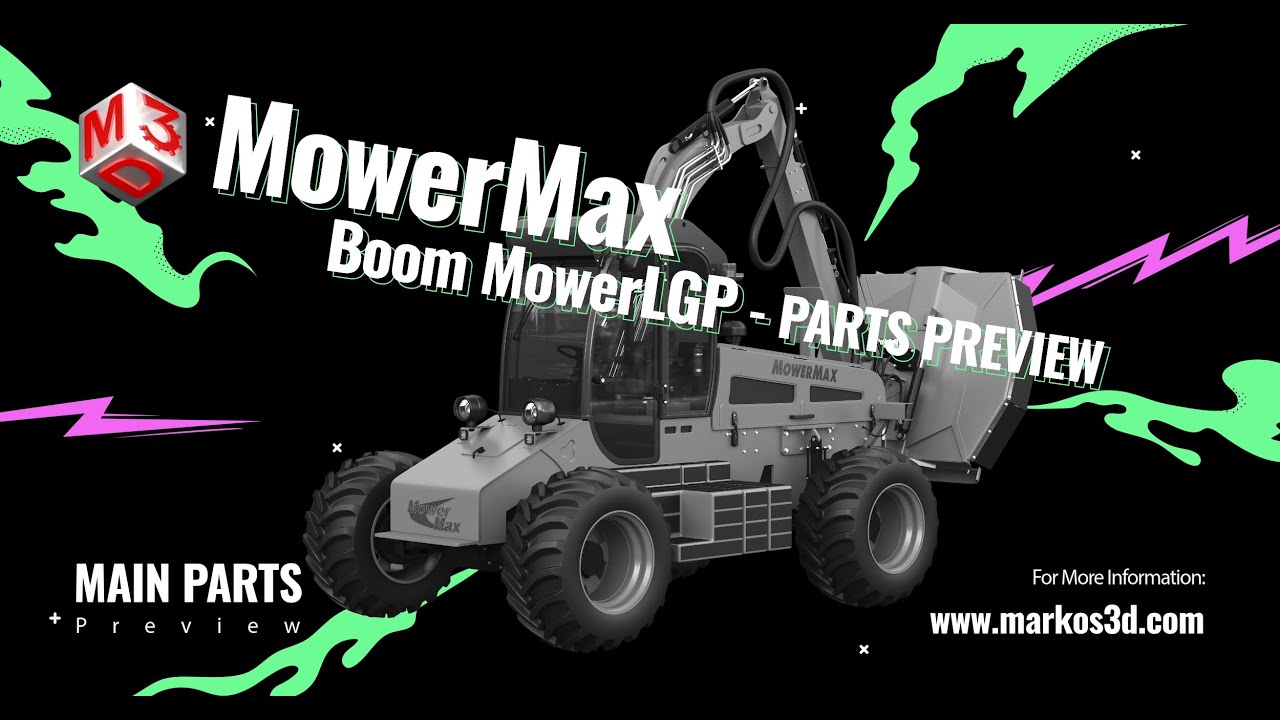MowerMax Boom Mower 3D model | 3d Parts Preview - YouTube