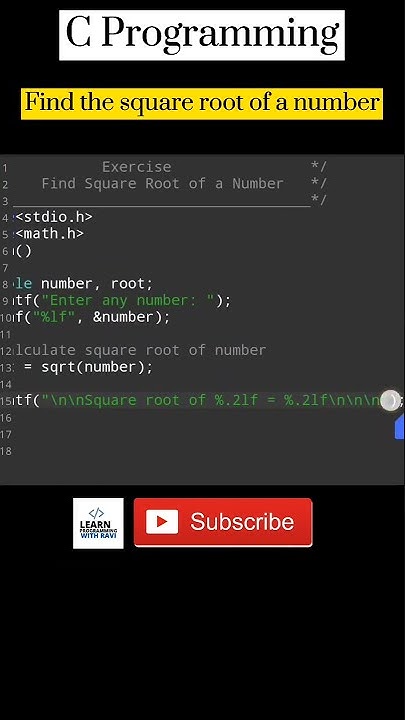 C Programming Find The Square Root Of A Number Cprogramming Programming Coding Shorts 5255