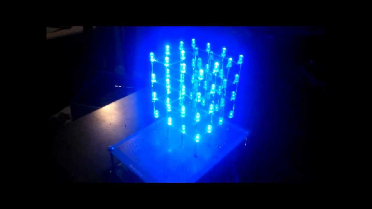 4 x 4 x4 LED cube using nexys 2 fpga board - YouTube