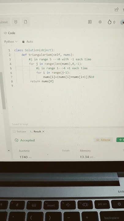 Leetcode 2221 Triangular Sum Of Array Datastructures Leetcode Code Loops Algorithm Youtube 