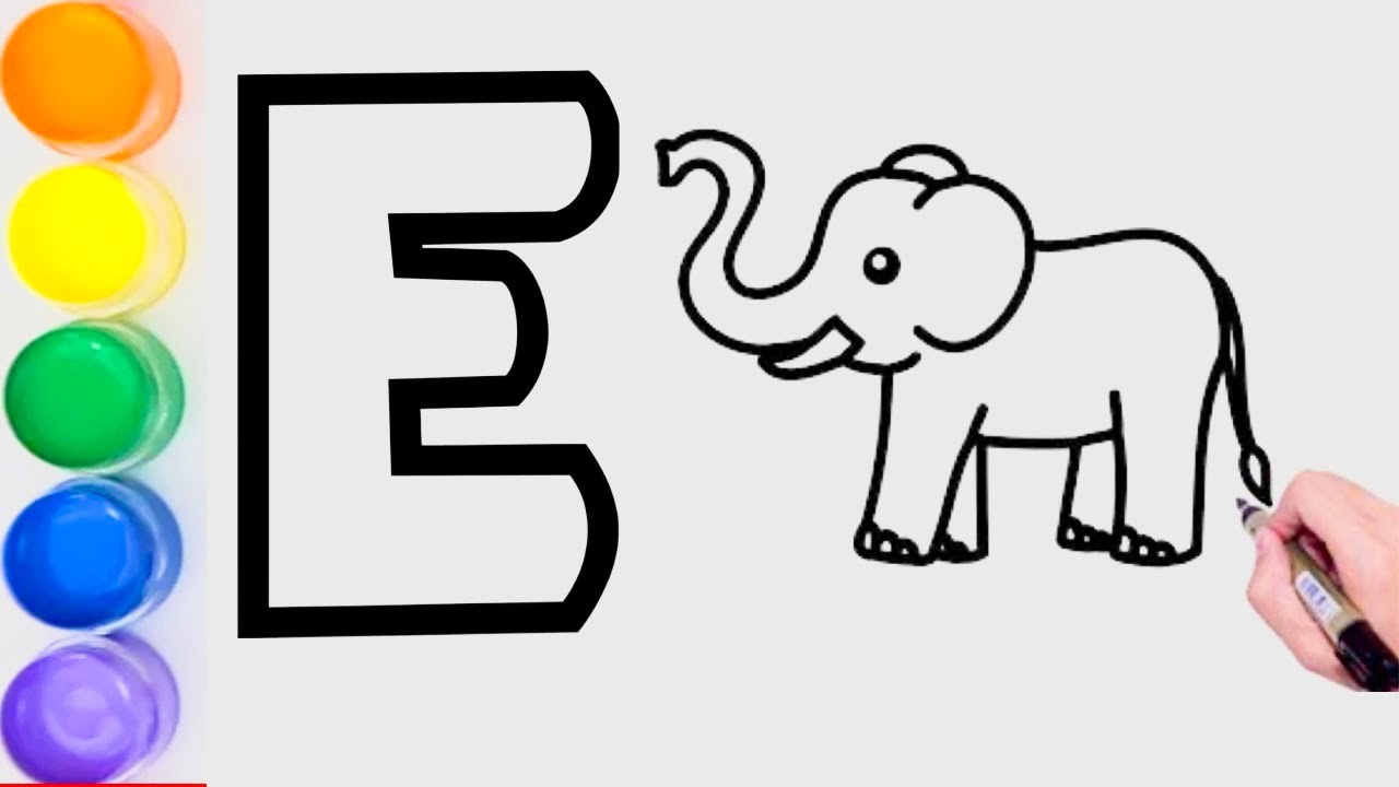 How to draw Alphabet E, Alphabets Darwing and Colouring for Kids - YouTube