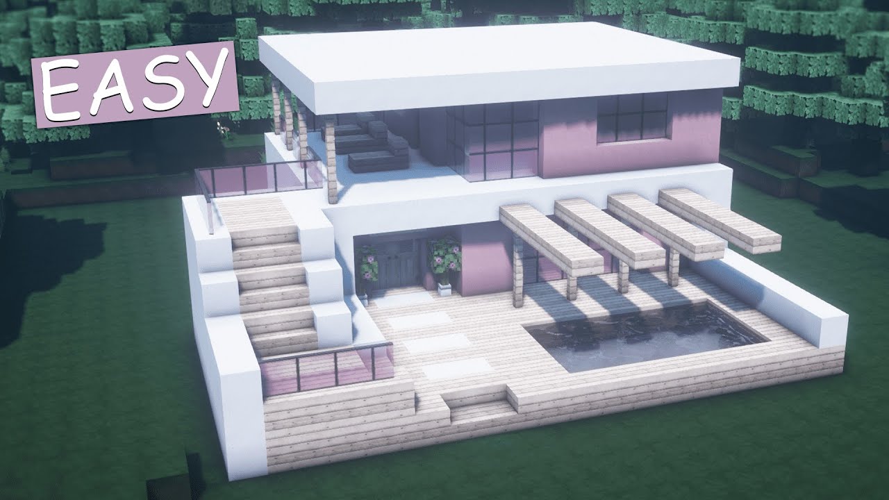 Minecraft 🌸| How to Build a Starter House | large modern 🌸 - YouTube
