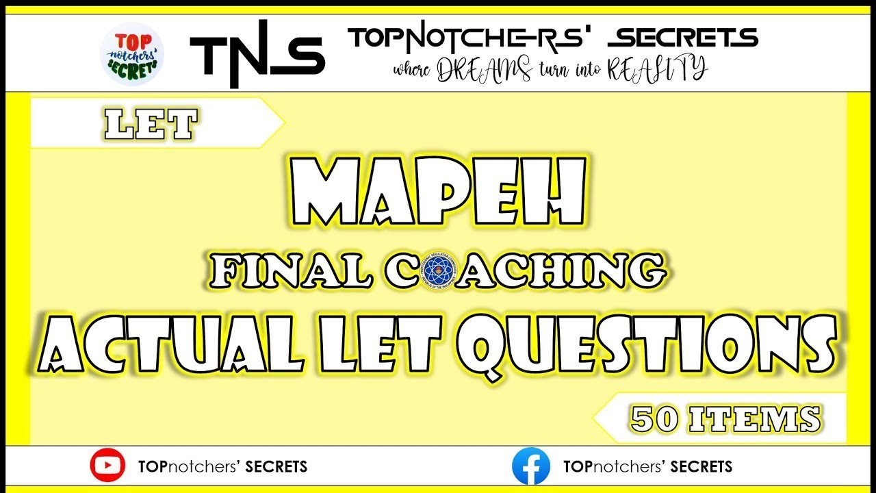 LET SEPTEMBER 2024 l MAPEH l FINAL COACHING l Actual LET Questions l 50 ...