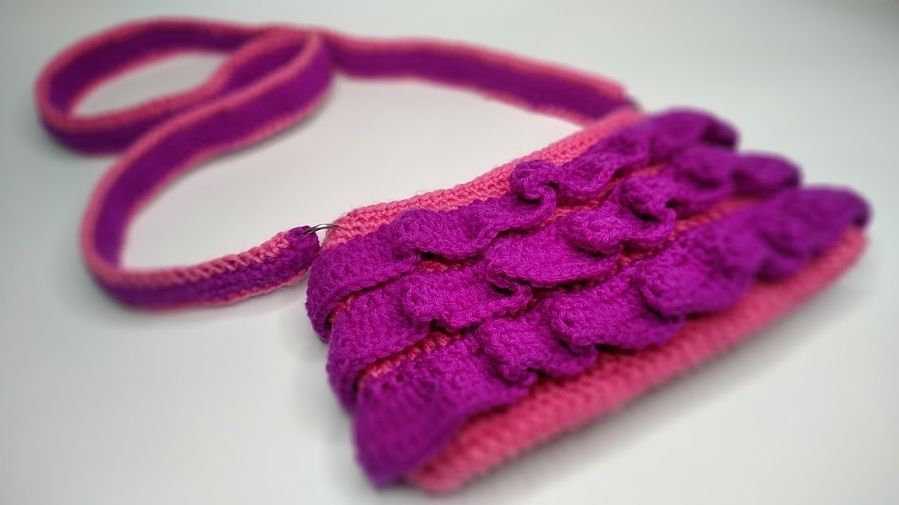Part 2 | How to Crochet 3 Layered Ruffled Sling Bag (attaching zip and ...